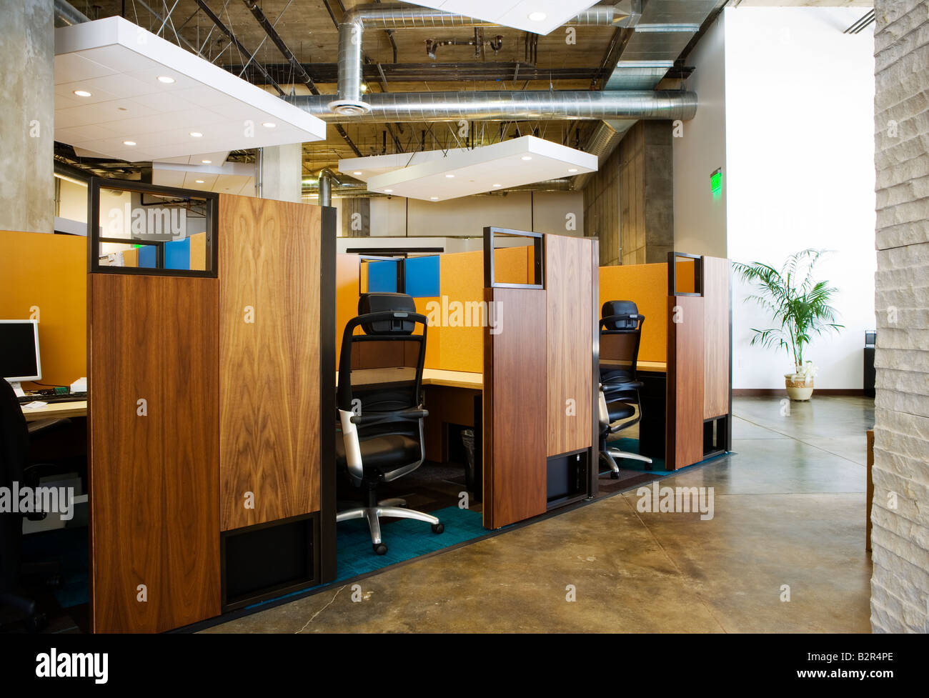 Interior of modern office cubicles Stock Photo - Alamy