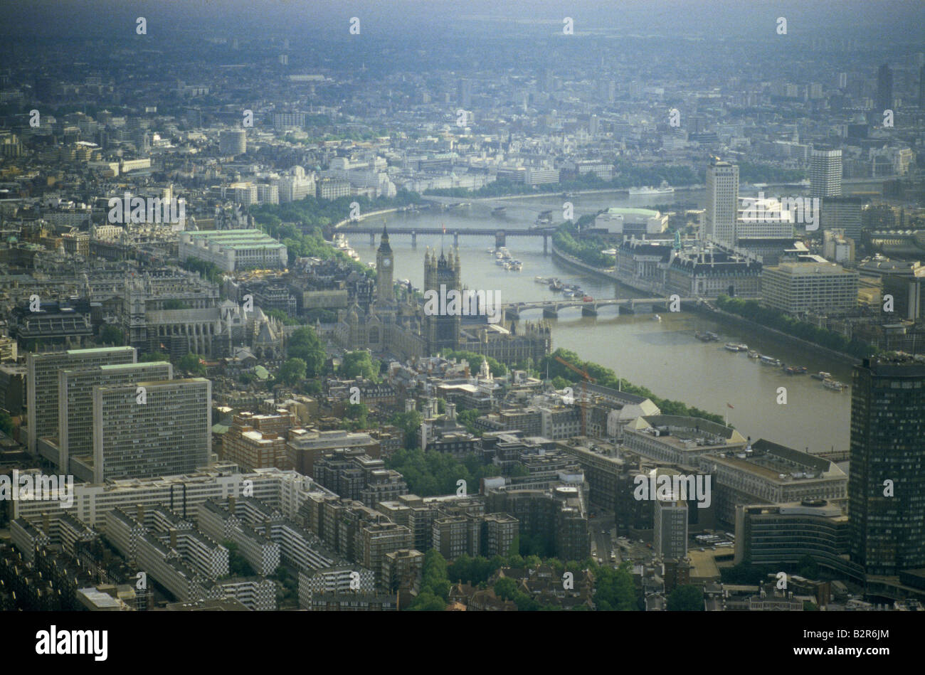 aerial view of london river thames westminster bridge waterloo bridge ...
