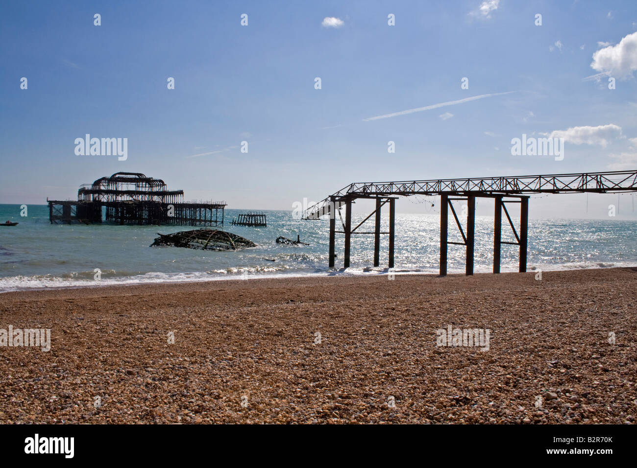 the burnt out remains of the west pier at brighton Stock Photo - Alamy