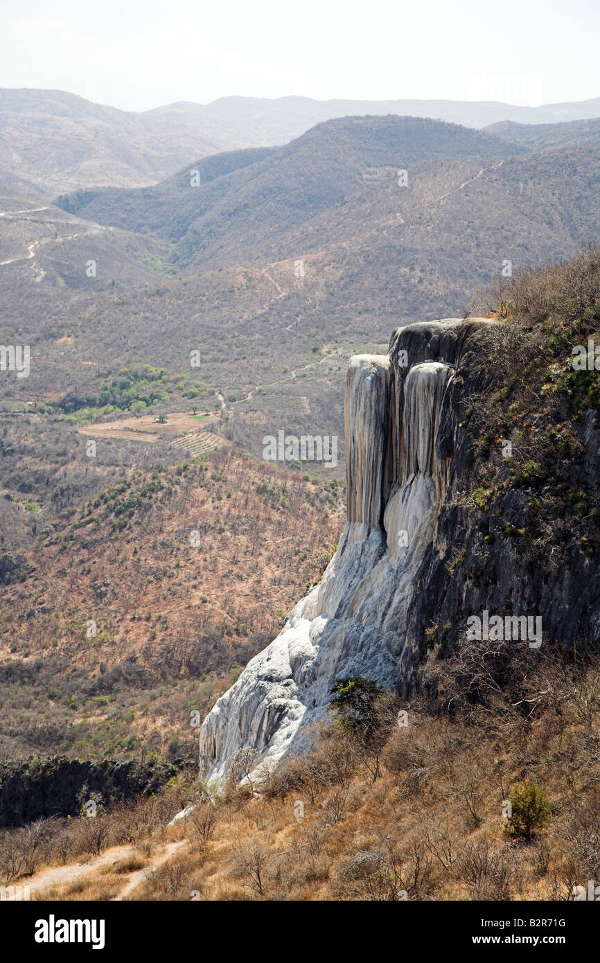View of a petrified waterfall at Hierve el Agua in the Oaxaca region in ...