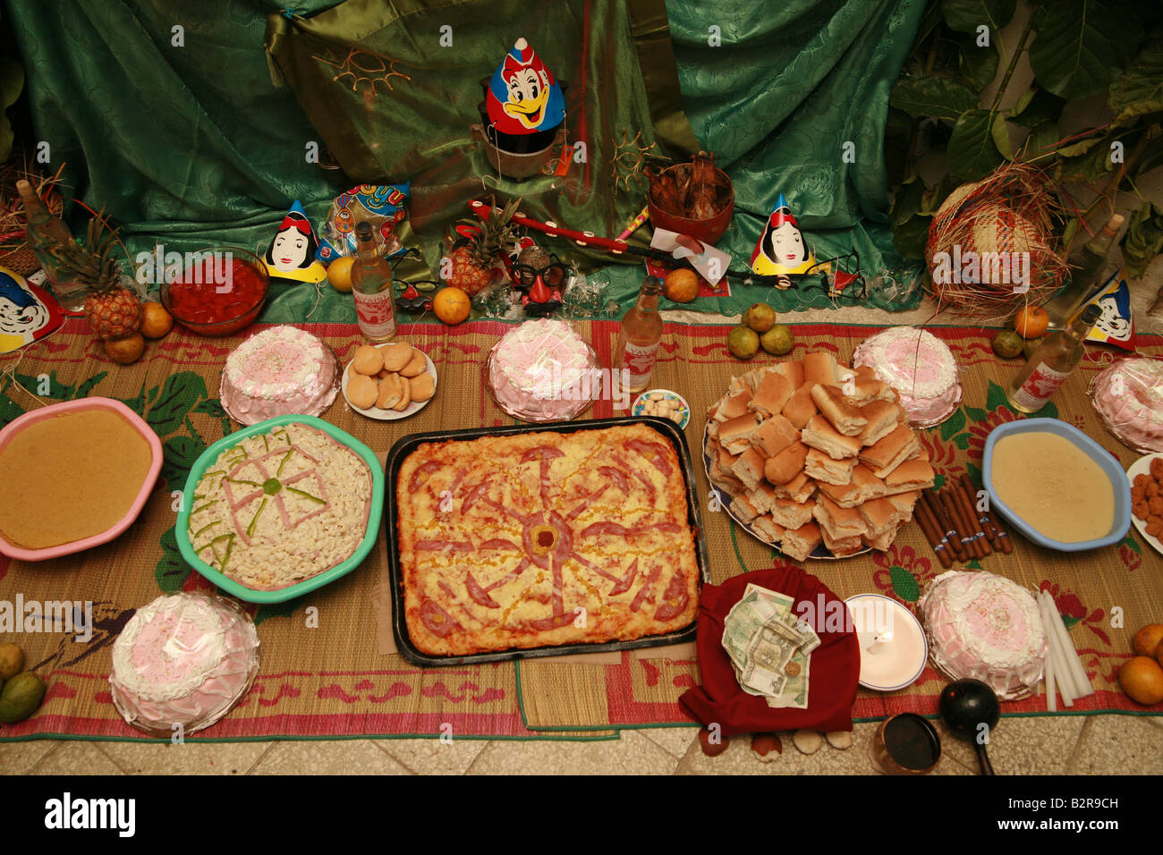 Food of a festival with music and offerings in a house Stock Photo - Alamy