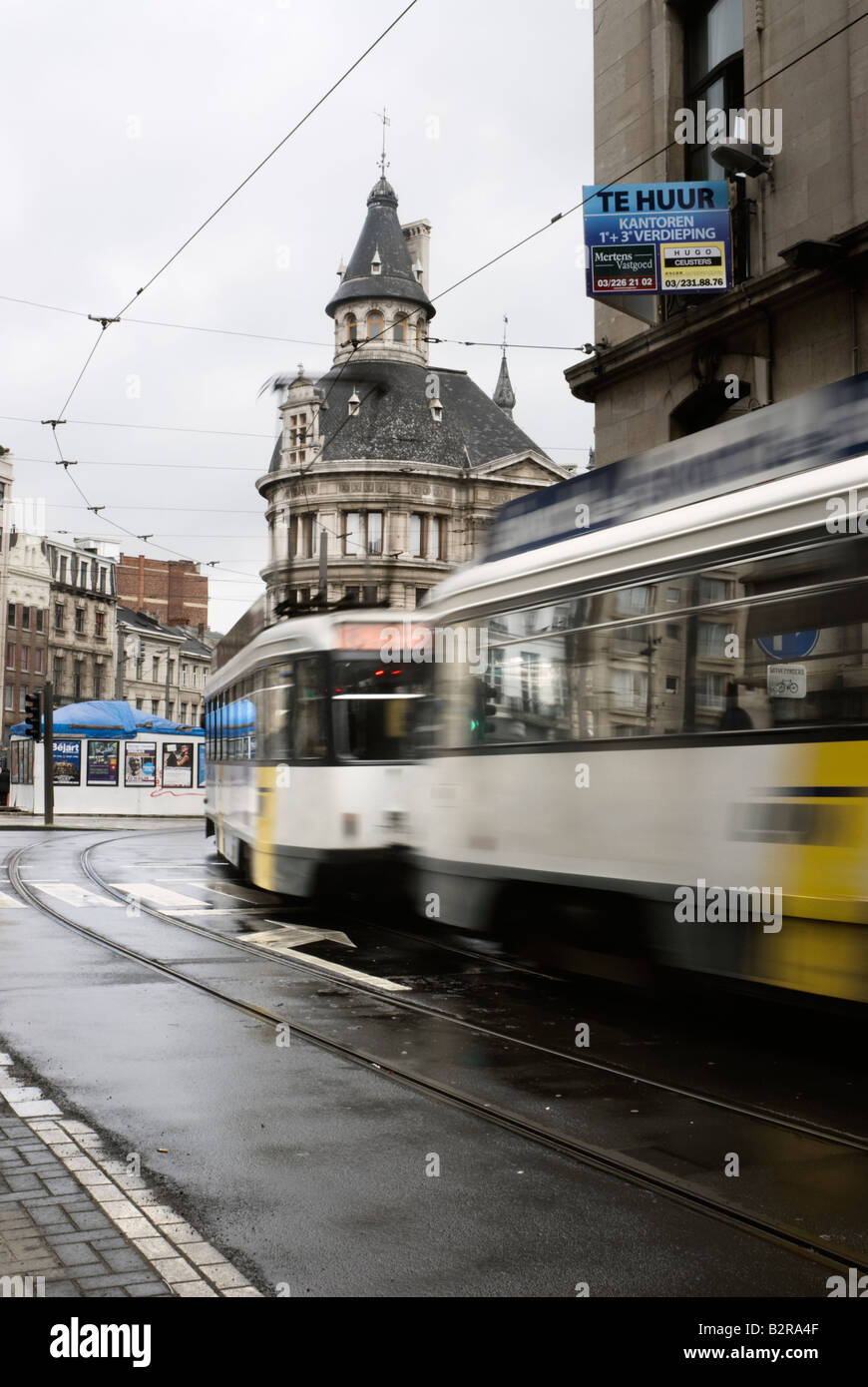 Tram in the center of Antwerp, Belgium Stock Photo - Alamy