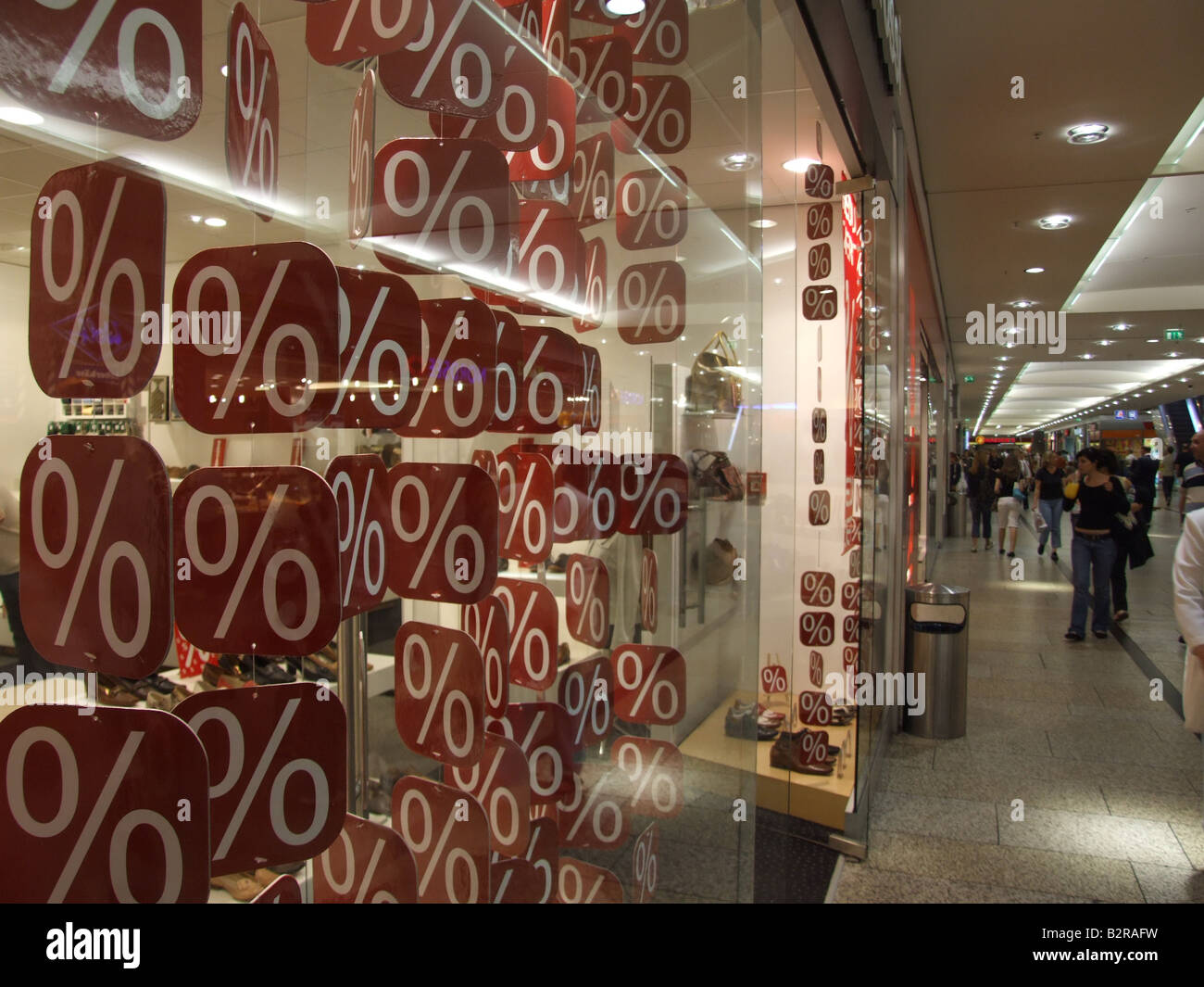percentage symbols in window in shopping centre Stock Photo - Alamy