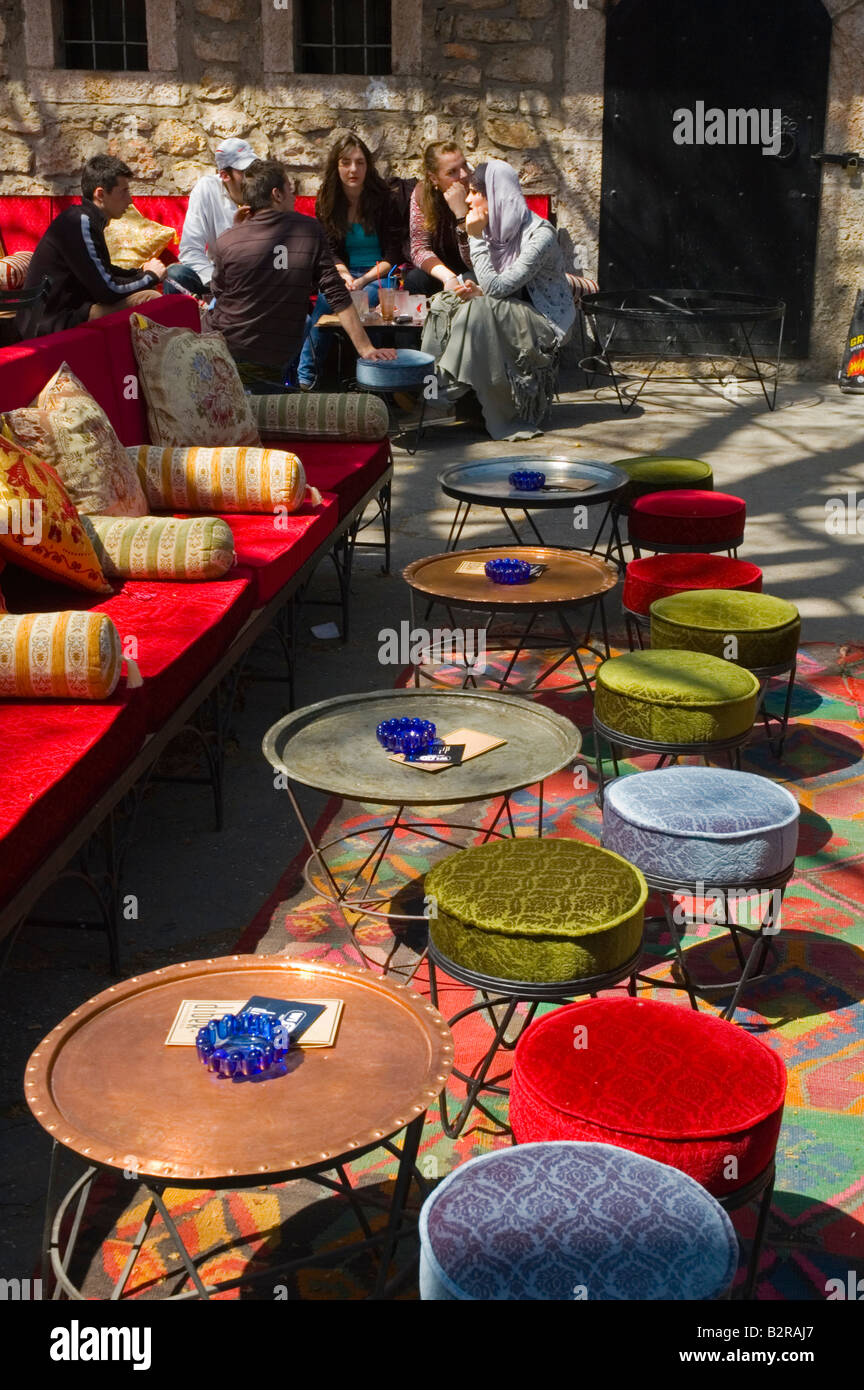 Outdoor tea room in Bascarsija district of Sarajevo Bosnia Herzegovina ...