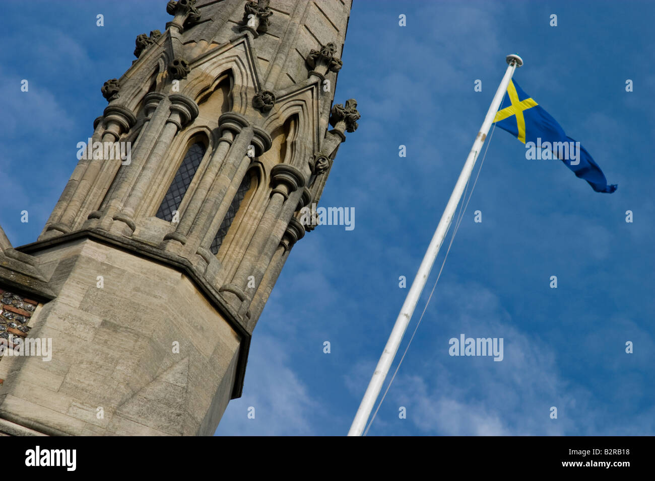 The Flag Of Saint Albans, Flying At The Abbey And Cathedral Stock Photo ...