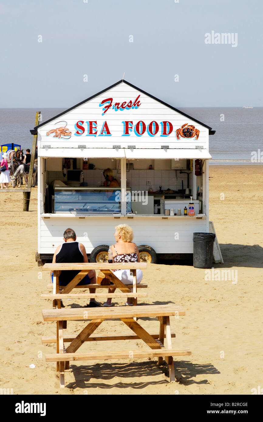 Sea Food shack on the beach at Weston Super Mare Stock Photo - Alamy