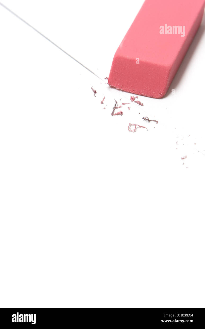 Still life showing a common school supply a standard pink eraser ...