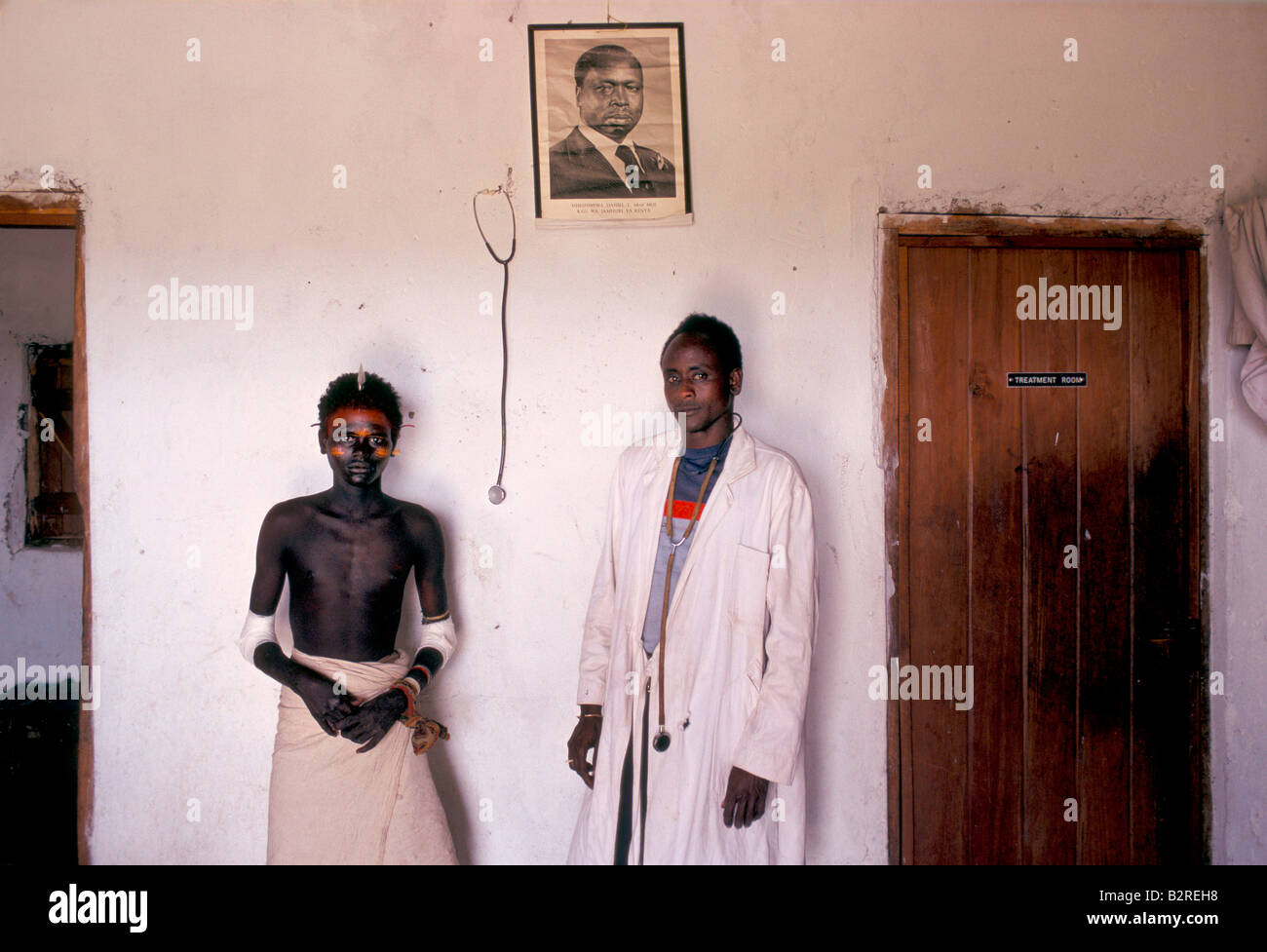 samburu tribe health clinic doctor and man posing under portrait of ...