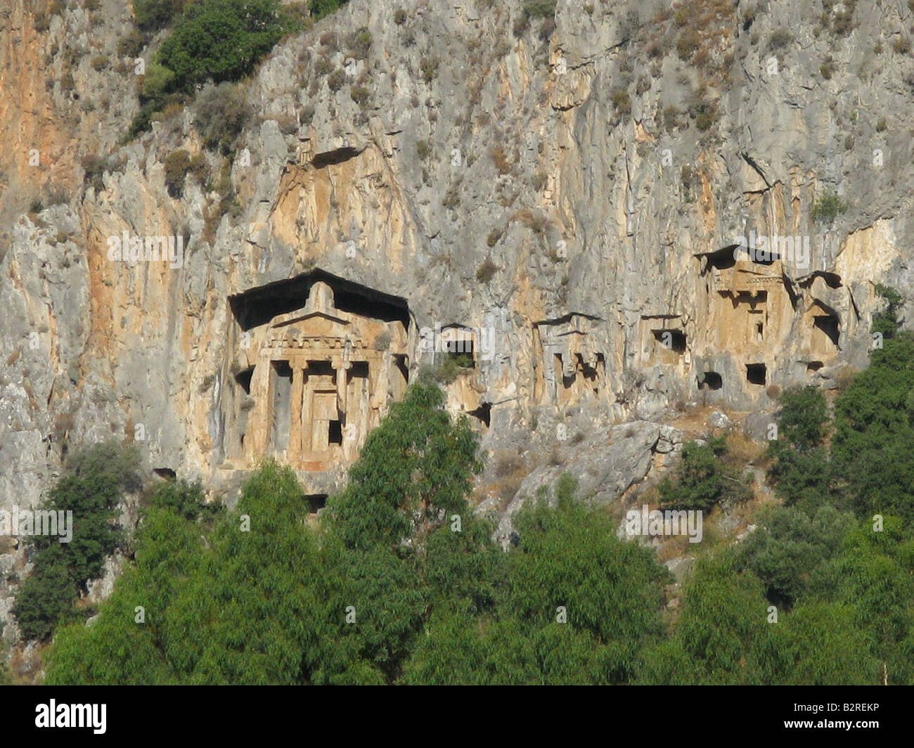 Kings tombs in the cliff Kaunos Dalyan Turkey Stock Photo - Alamy