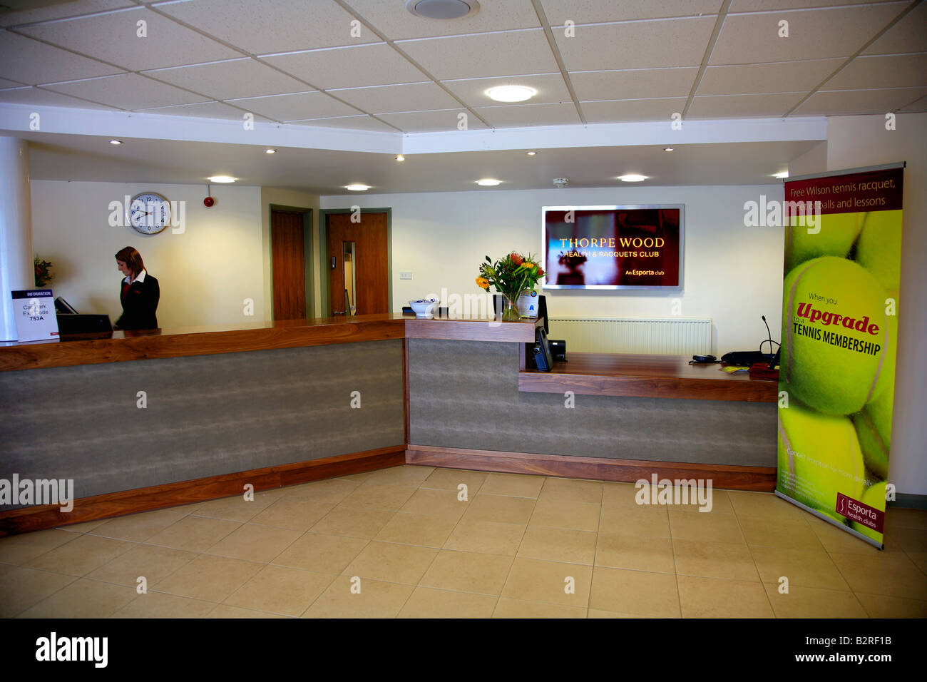 Reception area at Esporta Spa Gym Peterborough, England Britian UK with ...