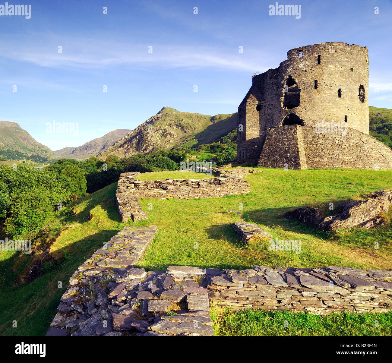 The derelict keep of Dolbadarn Castle on the banks of Llyn Padarn near ...