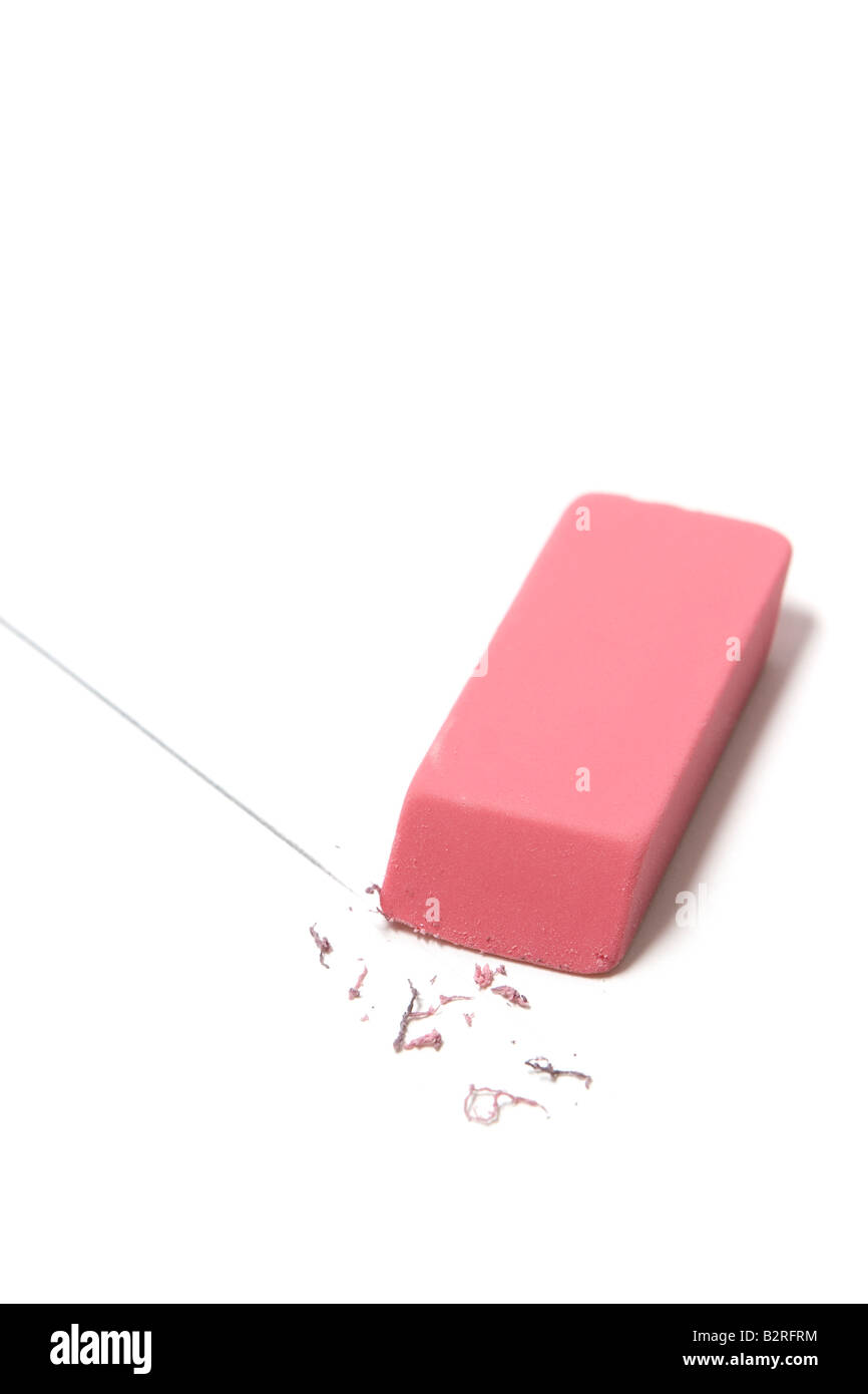 Still life showing a common school supply a standard pink eraser ...