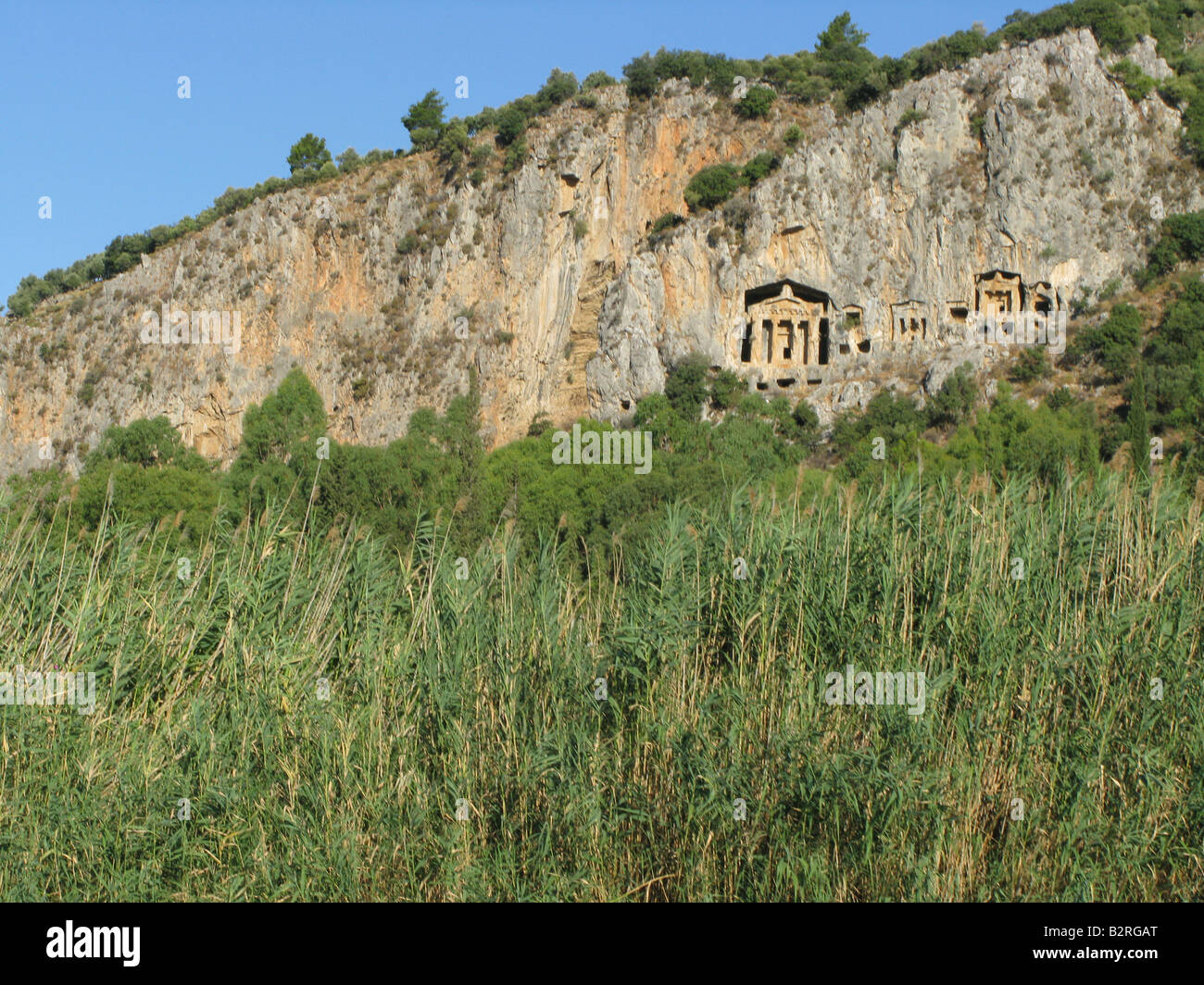 Kings tombs in the cliff Kaunos Dalyan Turkey Stock Photo - Alamy
