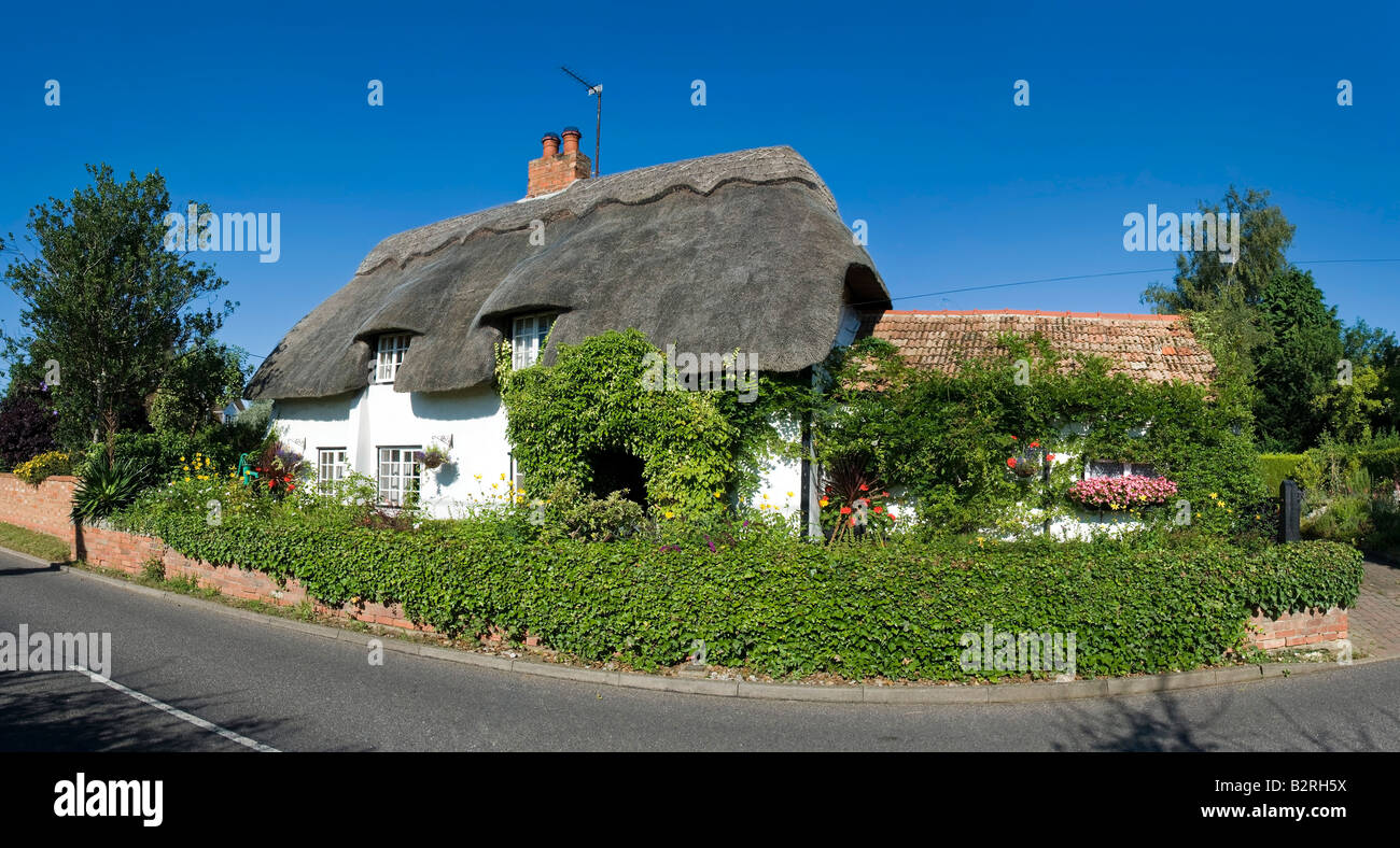 thatched cottage in an english village Stock Photo - Alamy
