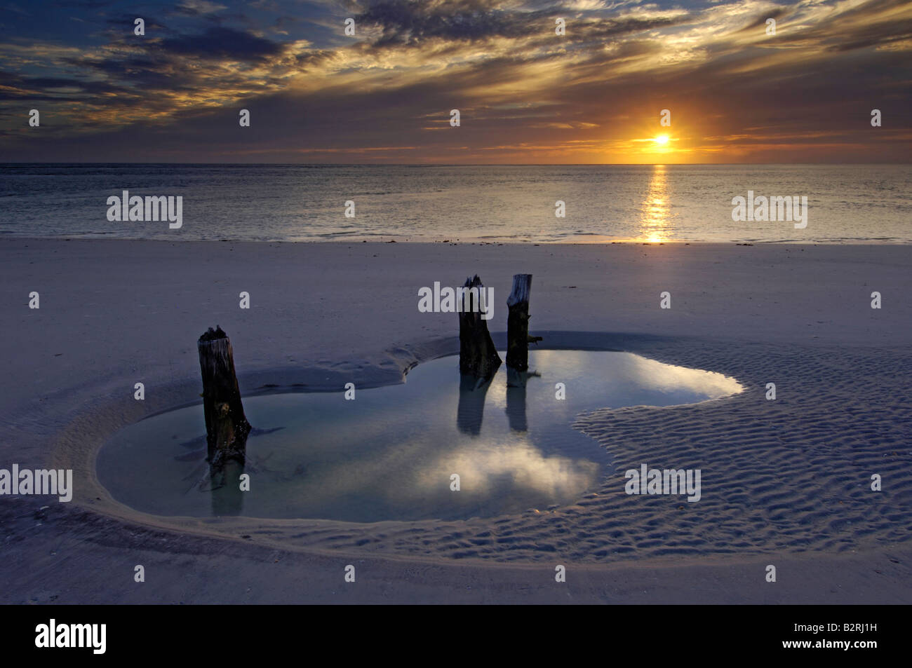 A tidal Pool at Ft Desoto Beach at Sunset Stock Photo - Alamy