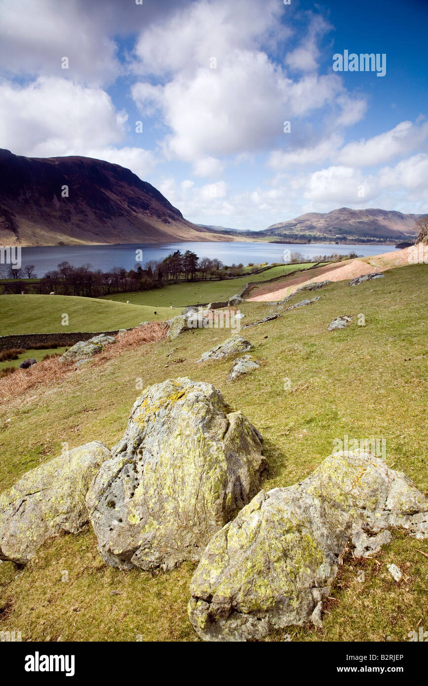 View of Crummock Water with Melbreak Mountain and Loweswater Fell from ...