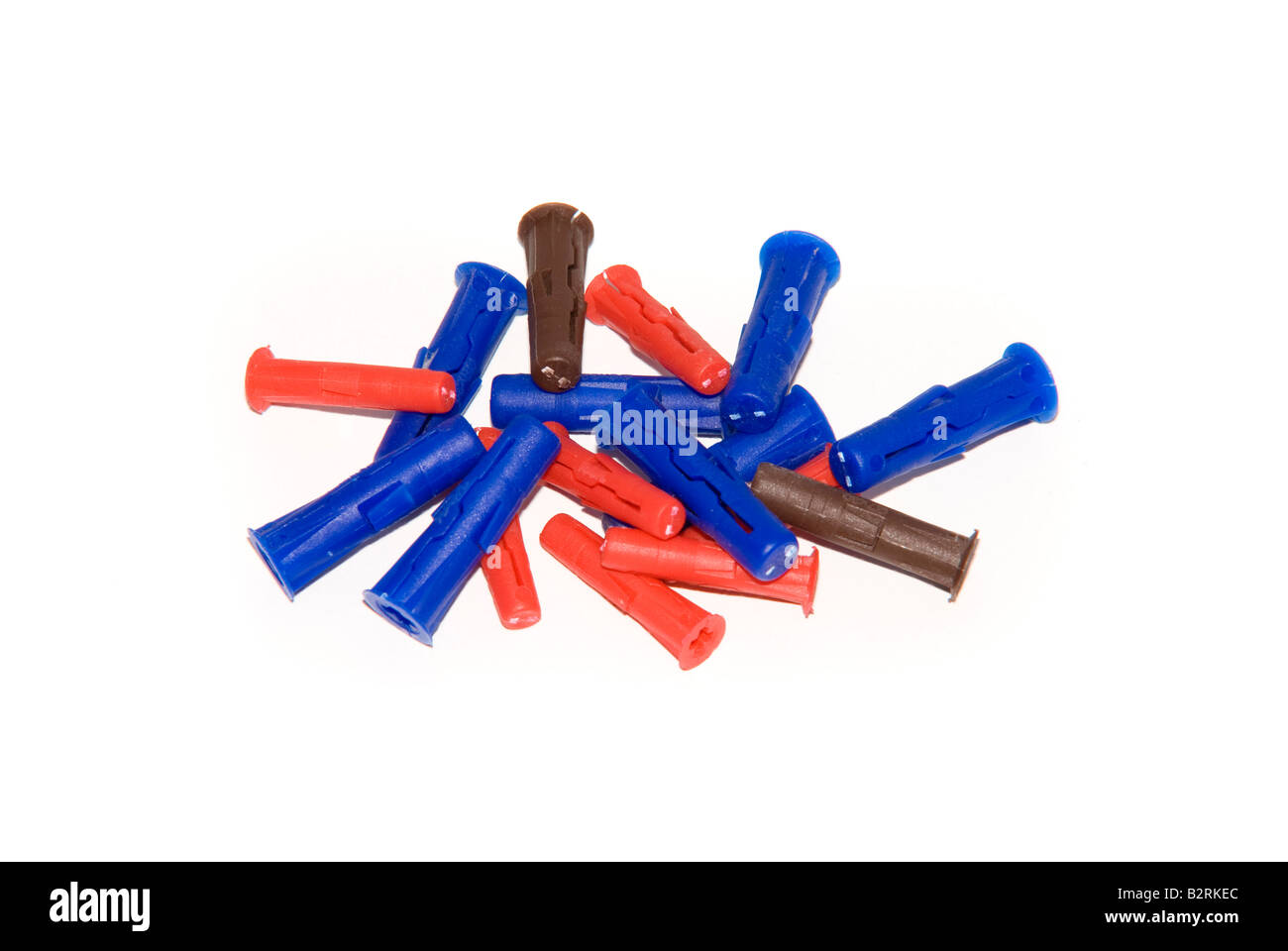 A pile of colored rawl plugs diy plugs wall plugs screw fixings ...