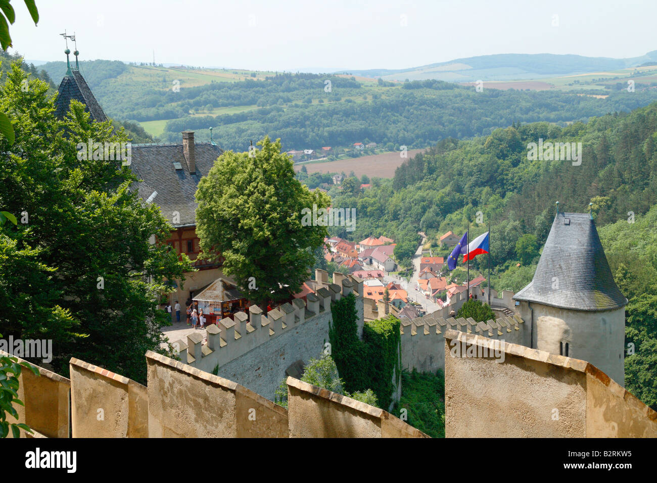 A view of the interior court and the water tower of the Karlstein ...