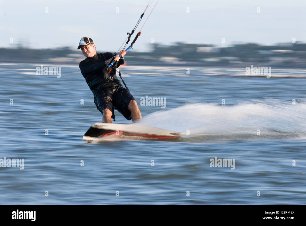 Kurt Savage kiting at Brighton Moreton Bay Queensland Australia Stock ...