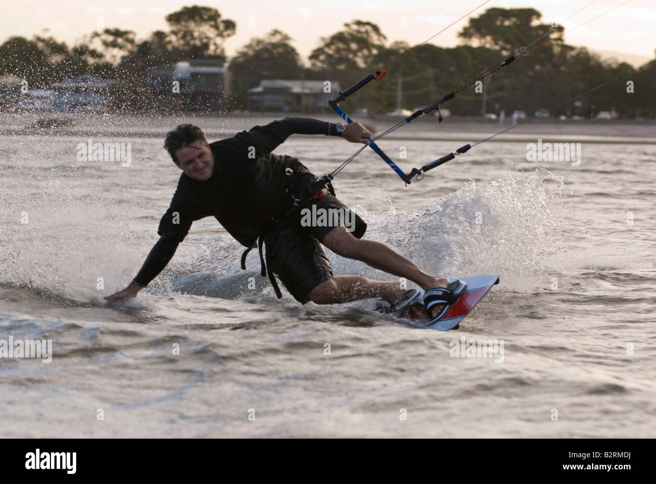 Kurt Savage kiting at Brighton Moreton Bay Queensland Australia Stock ...