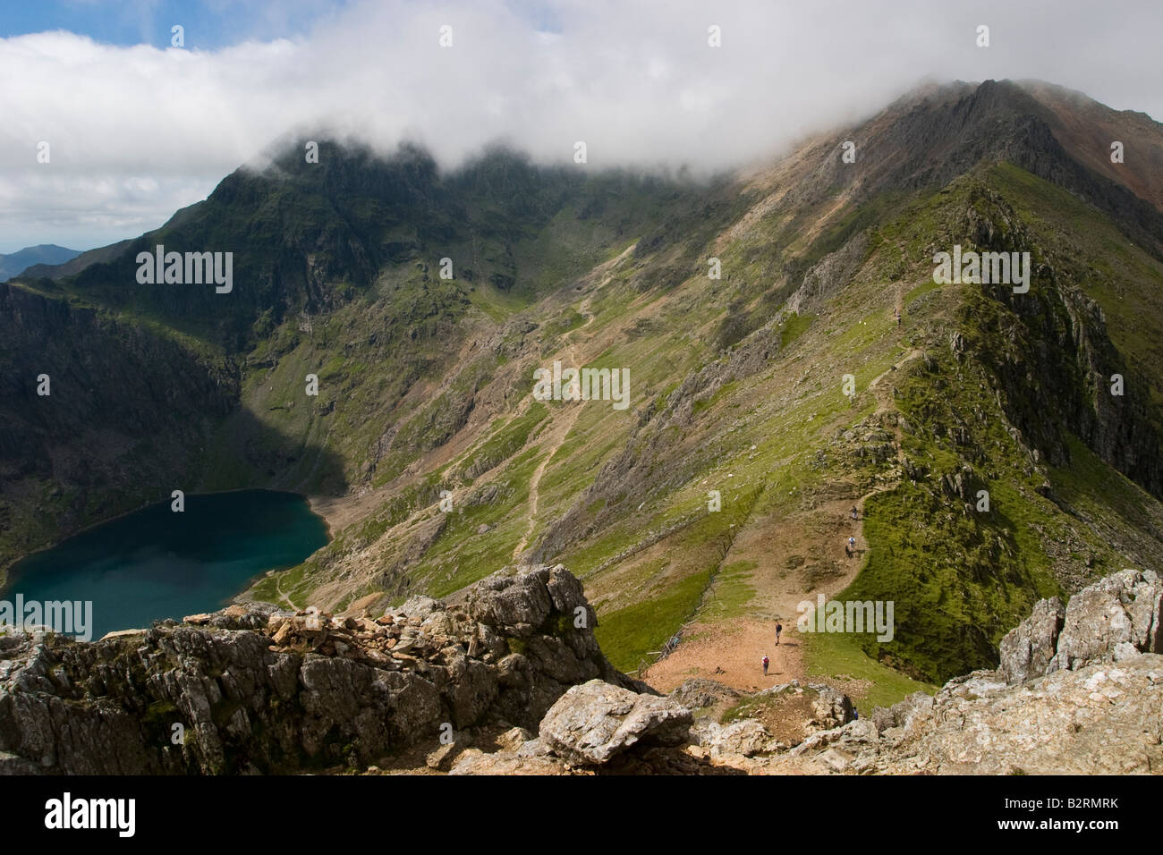 View from Crib Goch west to Garnedd Ugain and Snowdon Stock Photo - Alamy