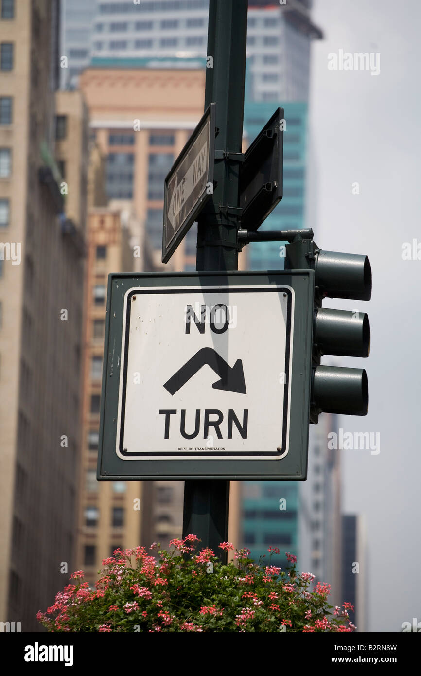 No turn sign in New York city Stock Photo - Alamy