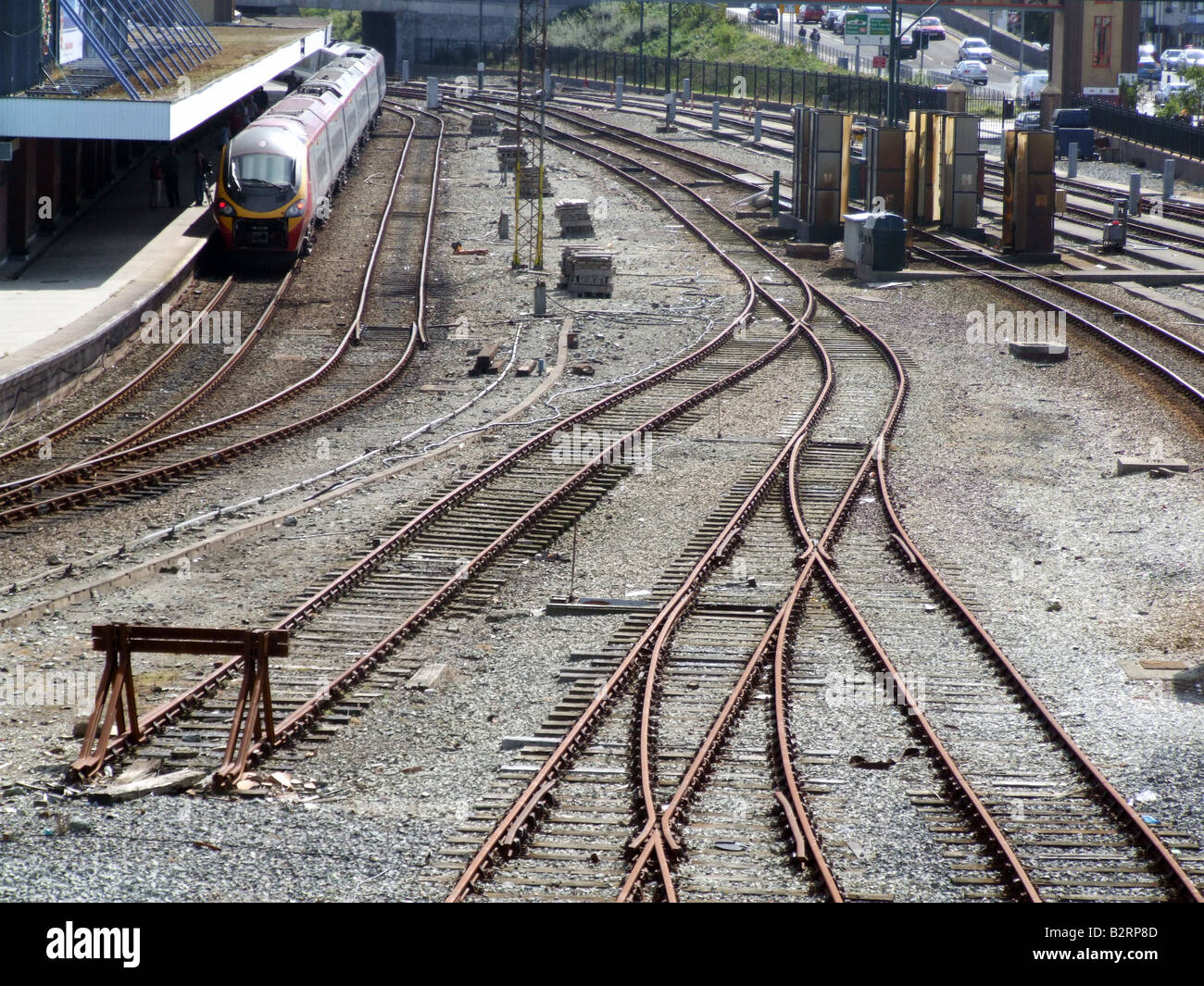 aerial view of empty train tracks Stock Photo - Alamy