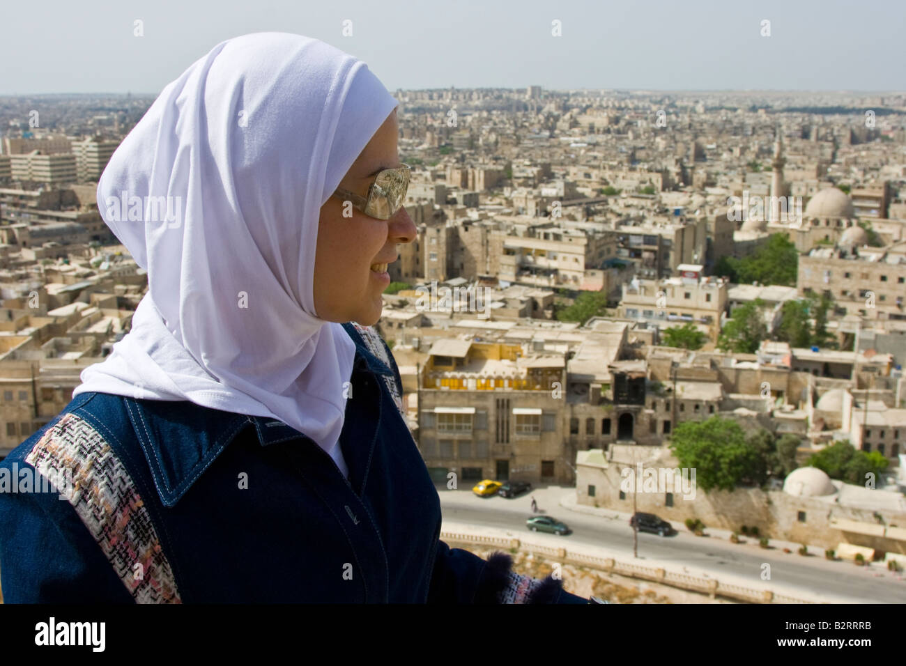 Young Syrian Woman and a View Over Aleppo Syria Stock Photo - Alamy