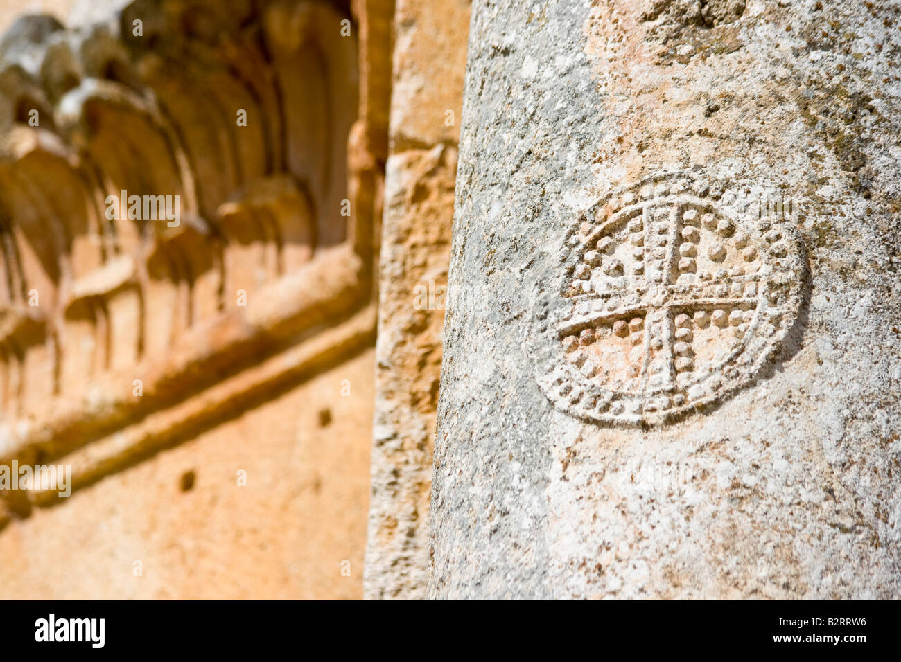 Christian Cross Detail at Ruins at Saint Simeon in Syria Stock Photo ...