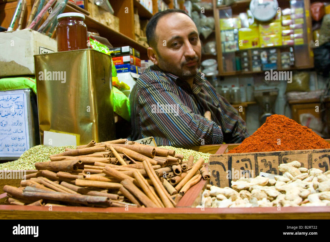 Spice Vendor in the Souk in the Old City in Aleppo Syria Stock Photo ...