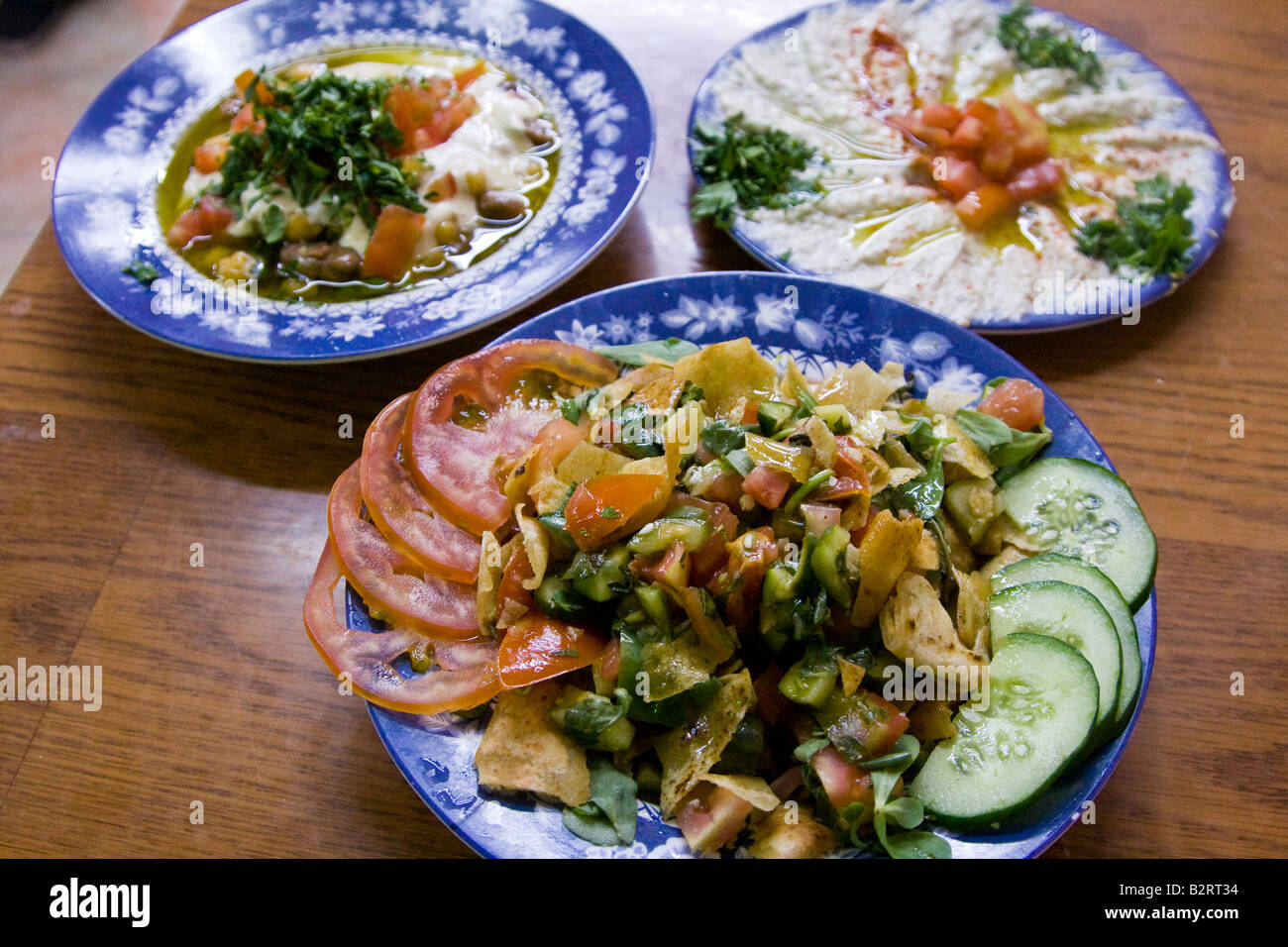 Fatttoush Salad and Cold Mezze in Suweida Syria Stock Photo - Alamy