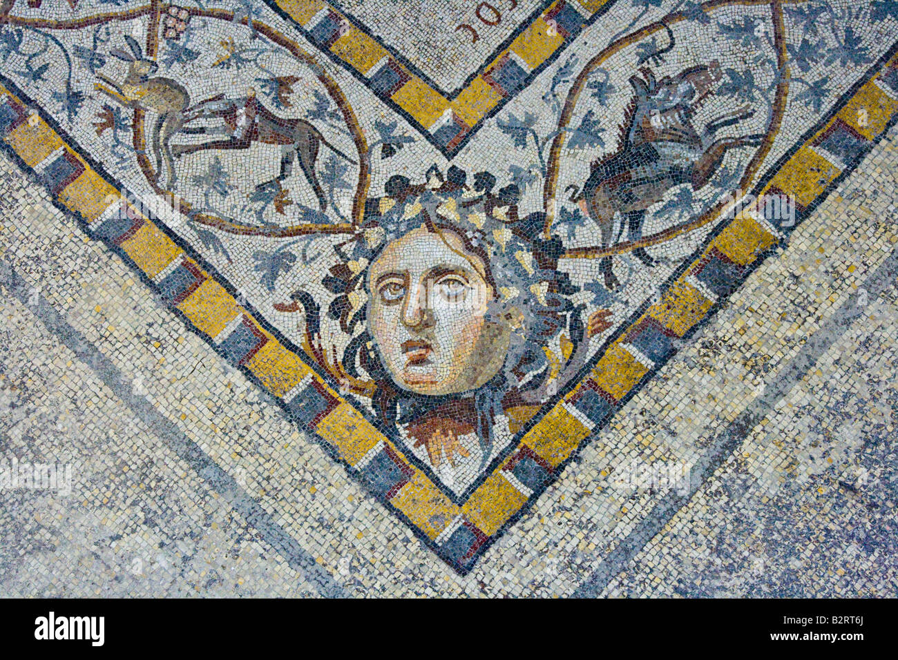 Wedding of Ariandne and Bacchus Mosaic at Museum in Shahba Syria Stock ...