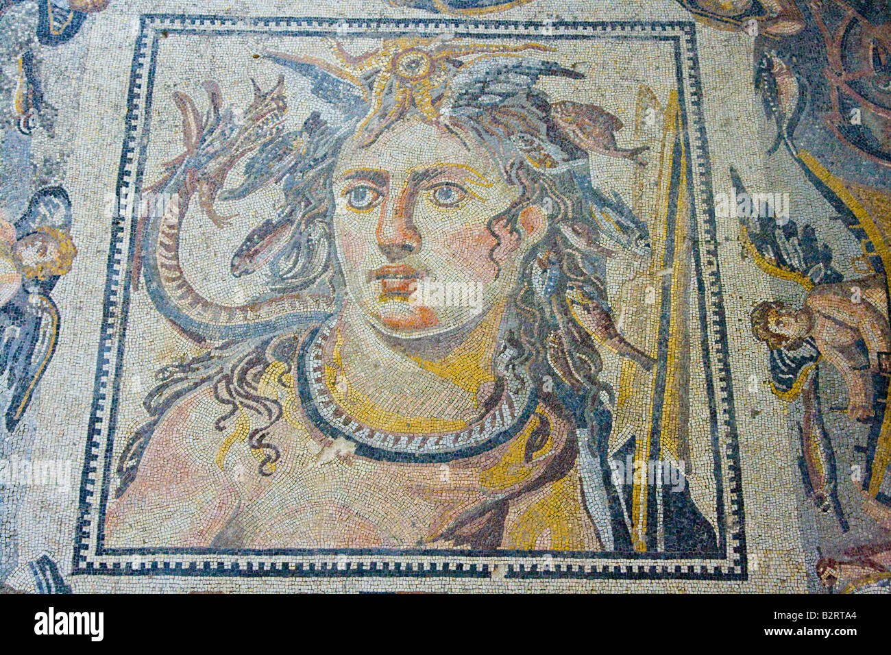 Thetys Mosaic at Museum in Shahba Syria Stock Photo - Alamy