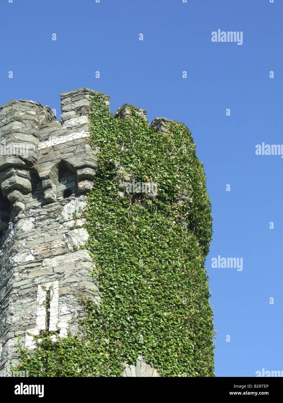 old castle tower at private home in holyhead wales Stock Photo - Alamy