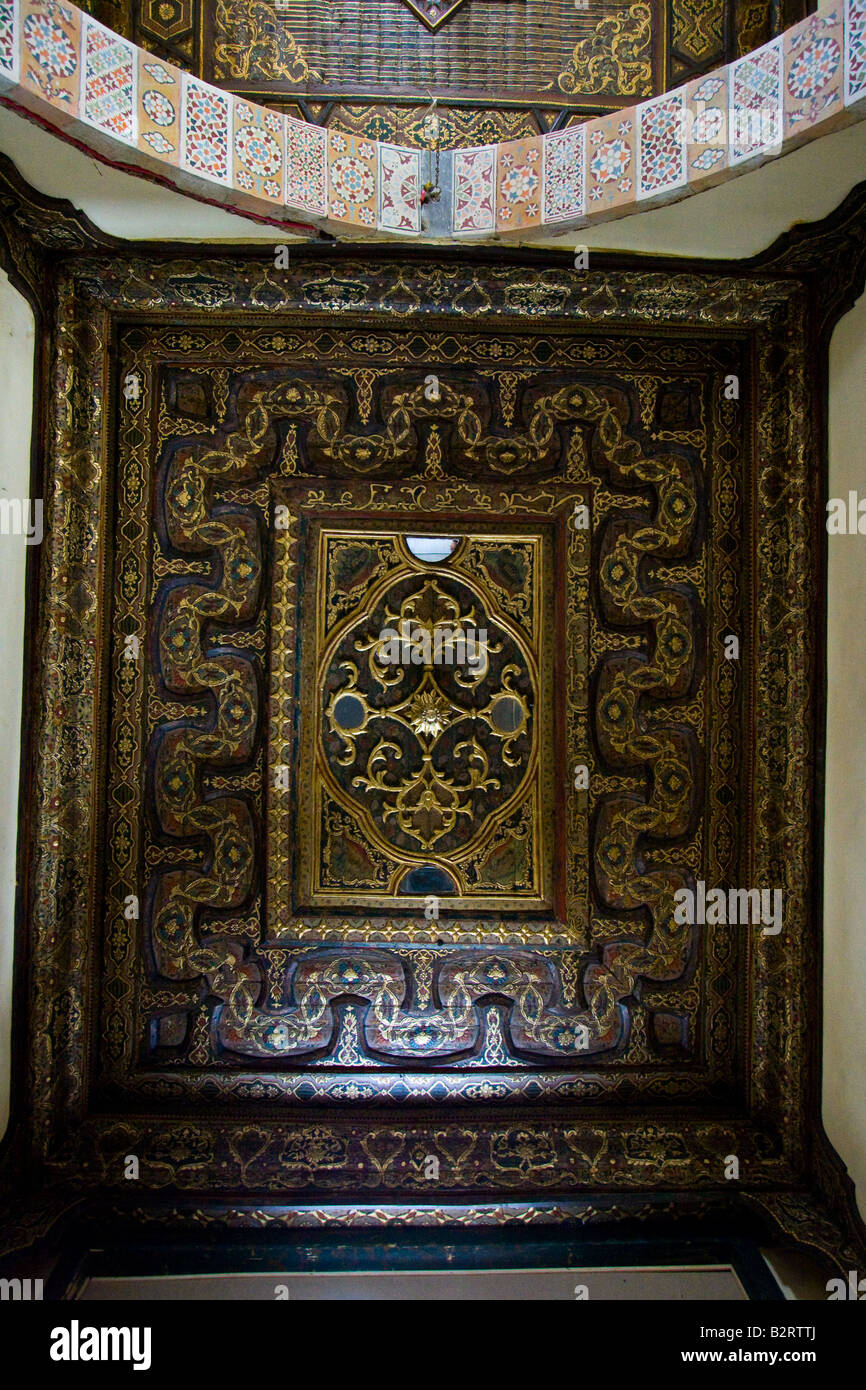 Ornate Ceiling at Bait Farhi an Old house in the Old City in Damascus ...
