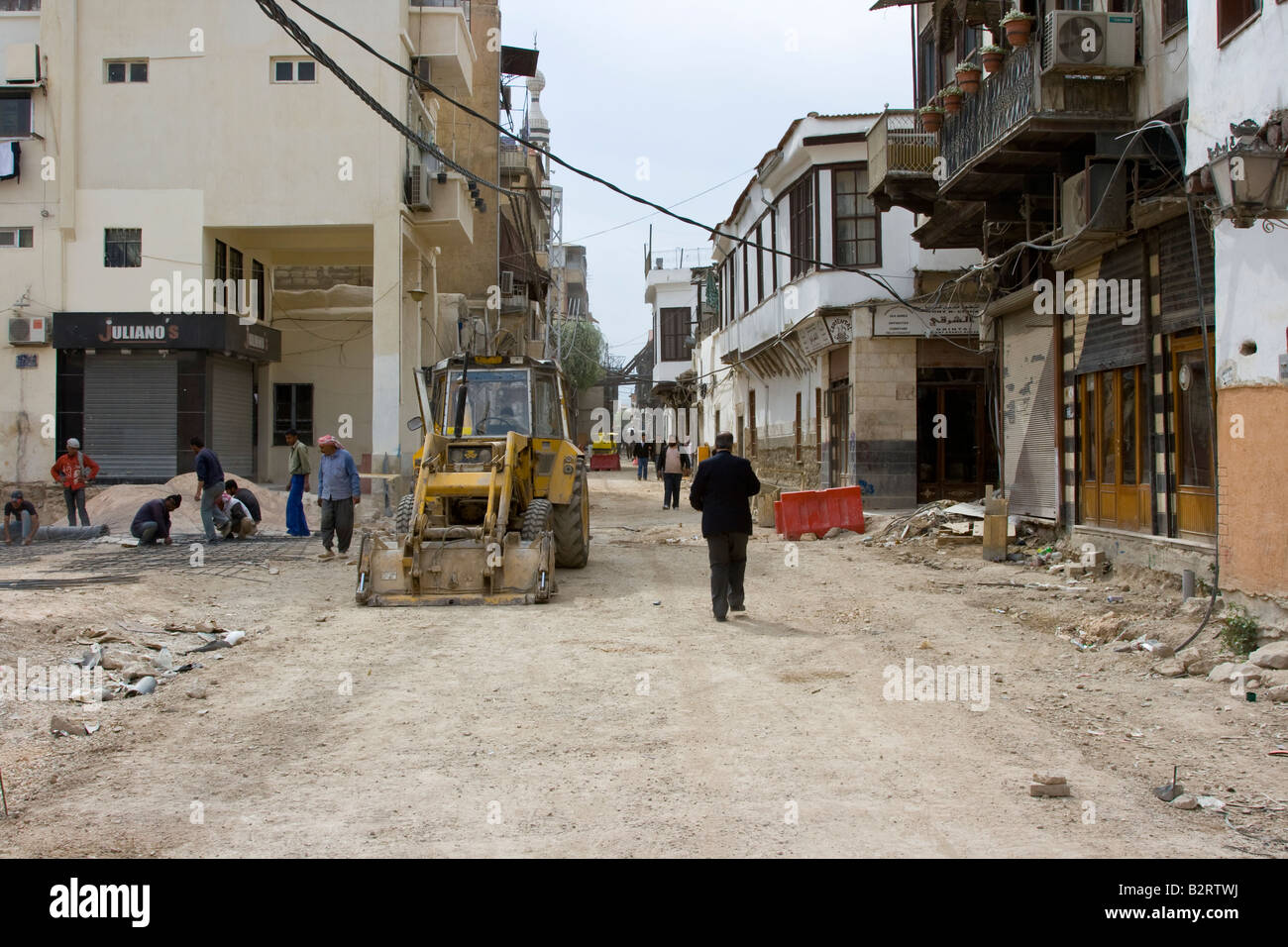 Construction Work on Strait Street in the Old City in Damascas Syria ...