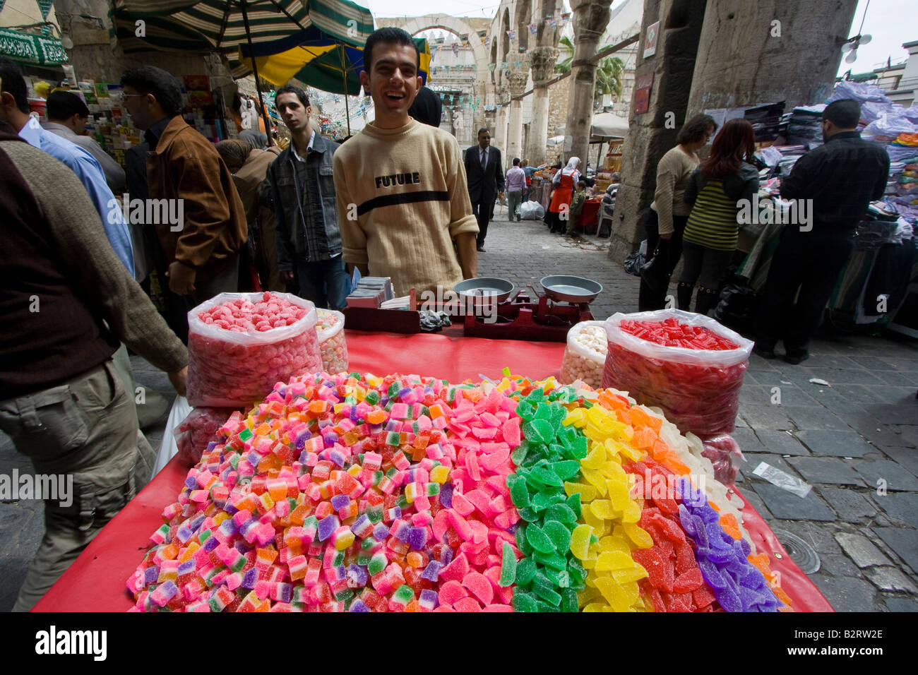 Candy Vendor in the Hamidiyya Souk in the Old City in Damascus Syria ...