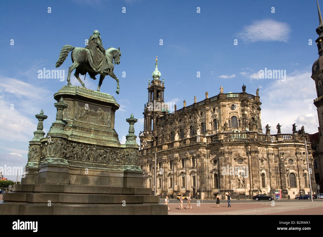 A detail from the equestrian statue in the Altstadt of Dresden. The ...