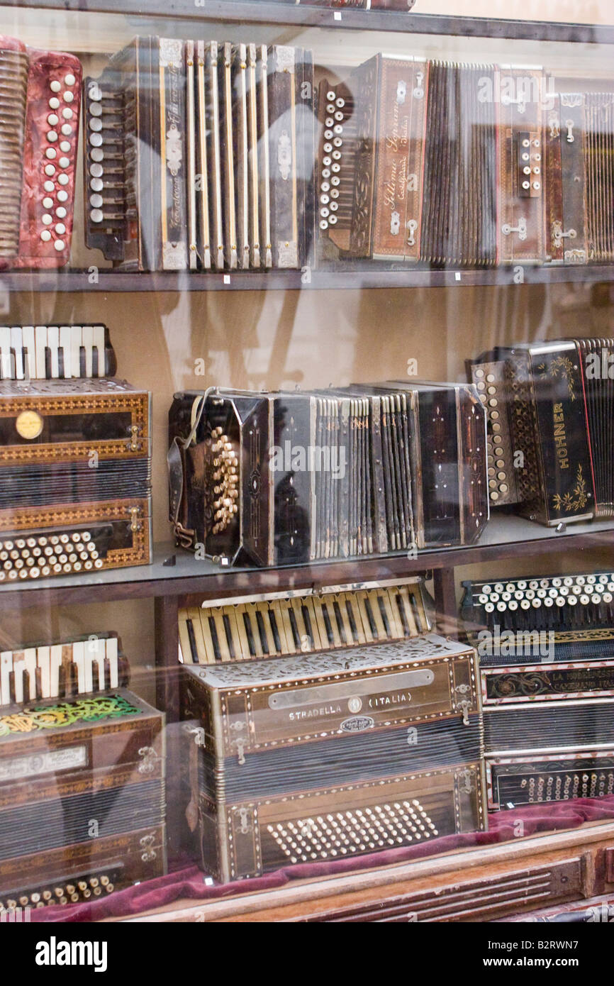 Old and antique accordions and bandoneon instruments exhibited in ...