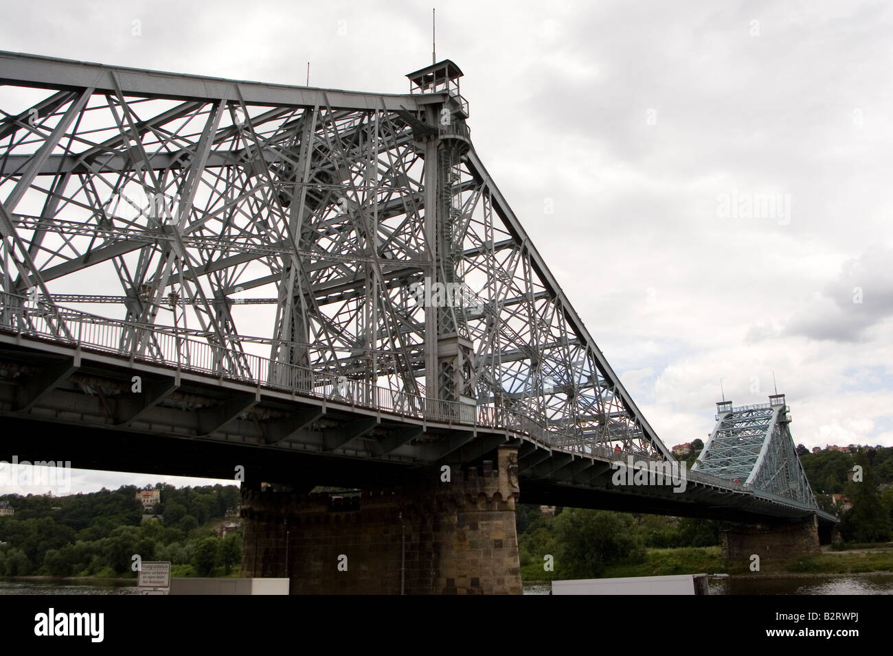 The bridge known as the Blue Wonder at Loschwitz in Dresden. The bridge ...