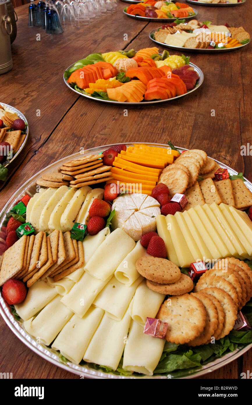Crackers and an assortment of cheeses Stock Photo - Alamy