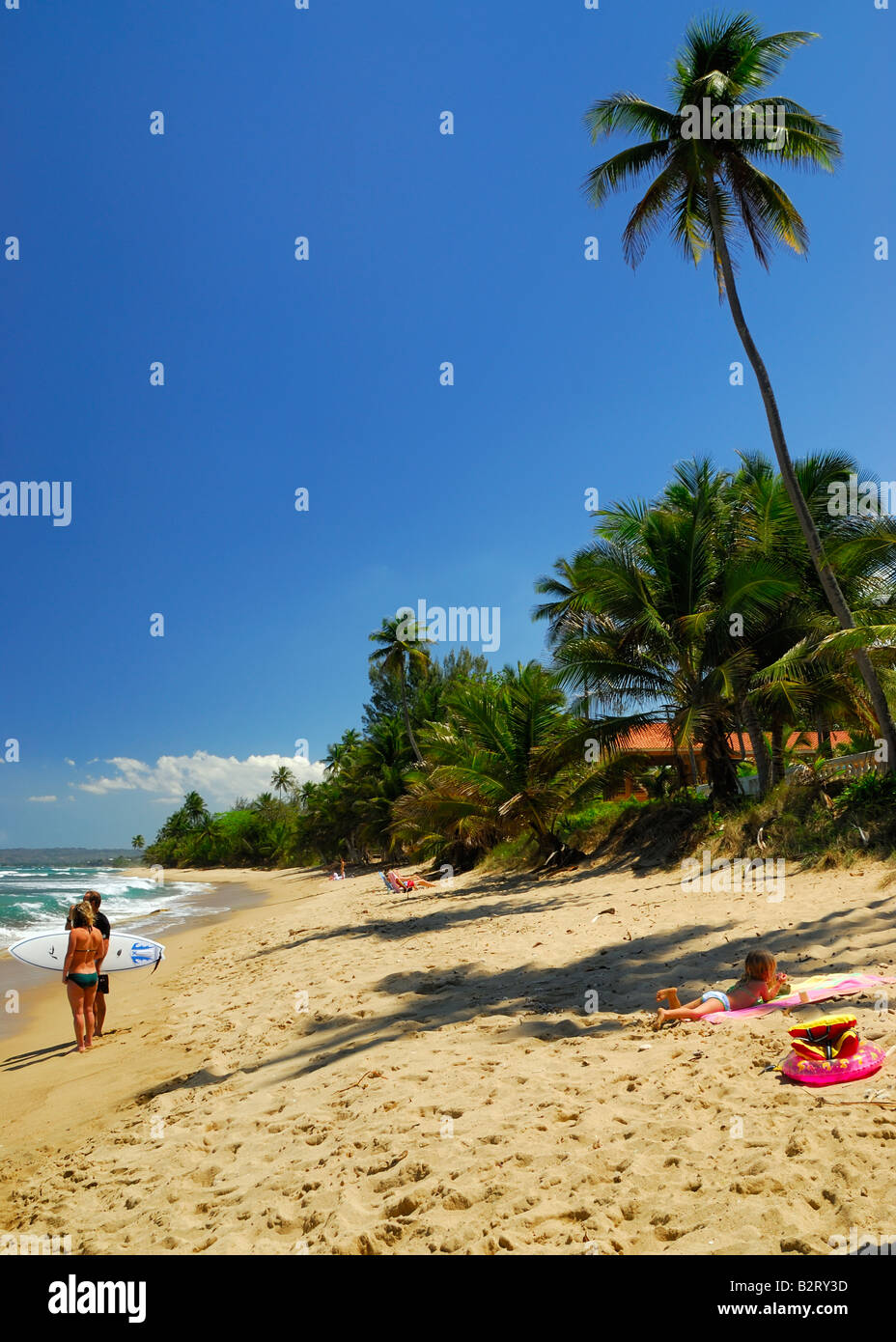 Sandy Beach at the north side of the city of Rincón located at the west ...