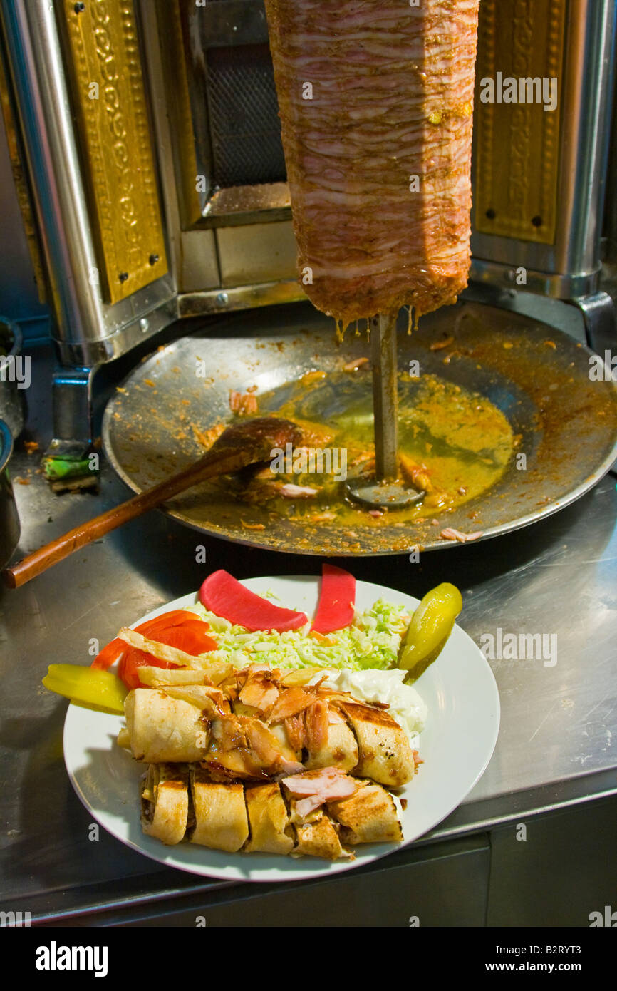 Chicken Shawarma Platter at a Restaurant in Damascus Syria Stock Photo ...