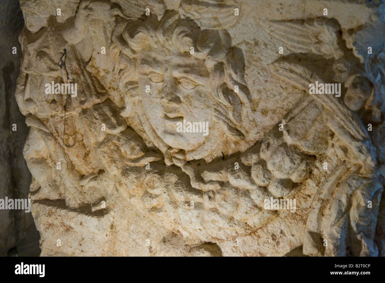 Stone Carving at the Museum in the Roman Ruins of Apamea in Syria Stock ...