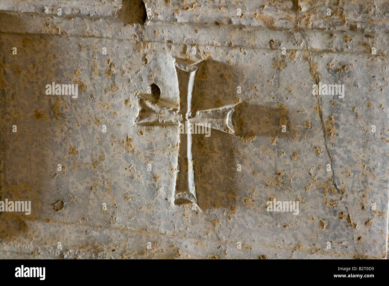 Christian Cross on a Sarcophagus at the Museum in the Roman Ruins of ...