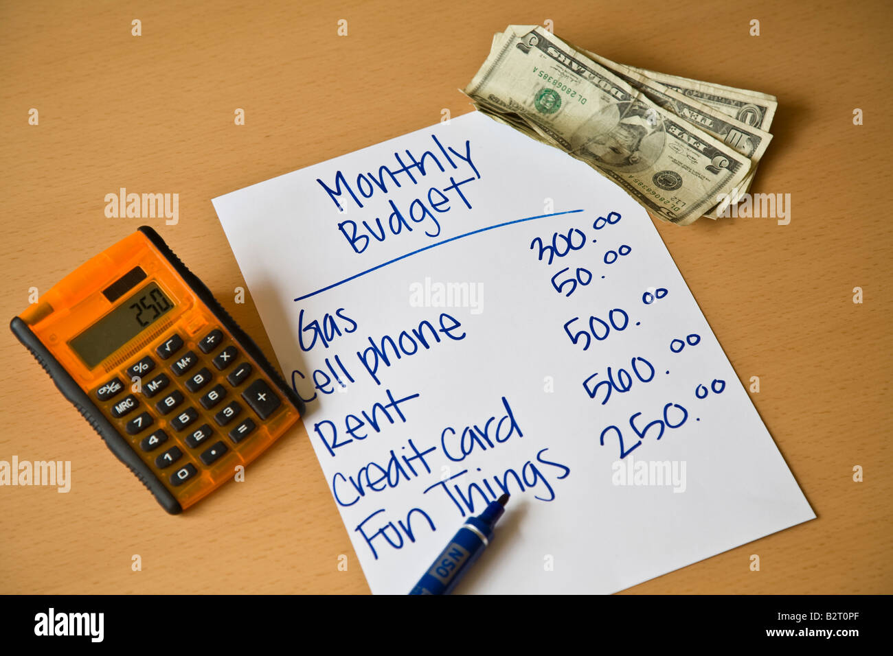 Making the budget balance (English American) showing hand written list ...