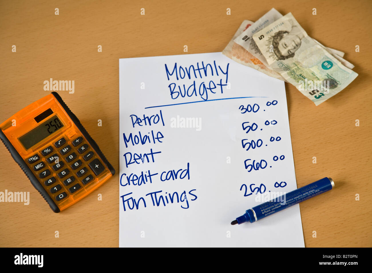 Making the budget balance (International English) hand written showing ...