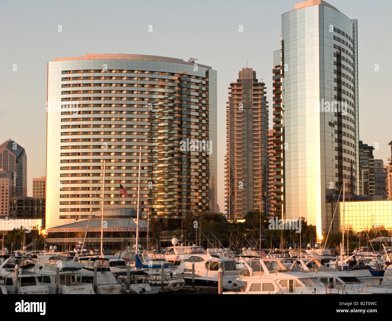 Marina and high rise buildings in downtown from Petco Park San Diego ...