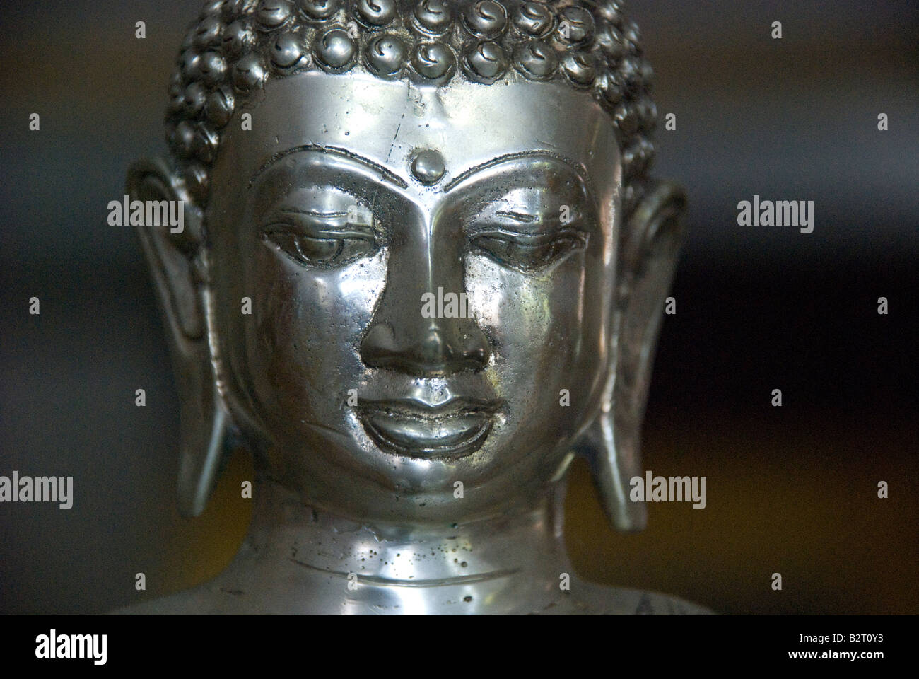 silver buddha god head ornate indian indonesian face eyes nose ears ...