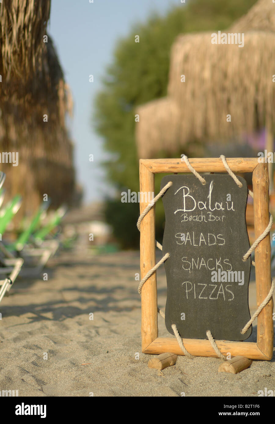 Beach bar on Agia Marina beach, Crete Stock Photo - Alamy